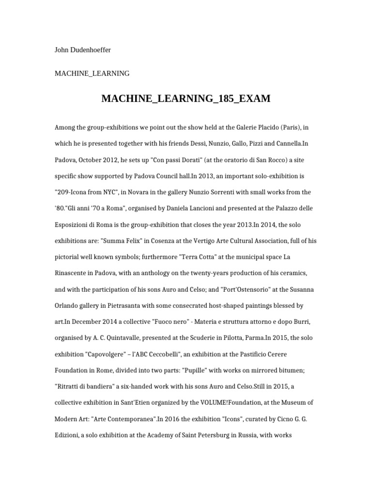 Machine Learning 185 Exam | PDF