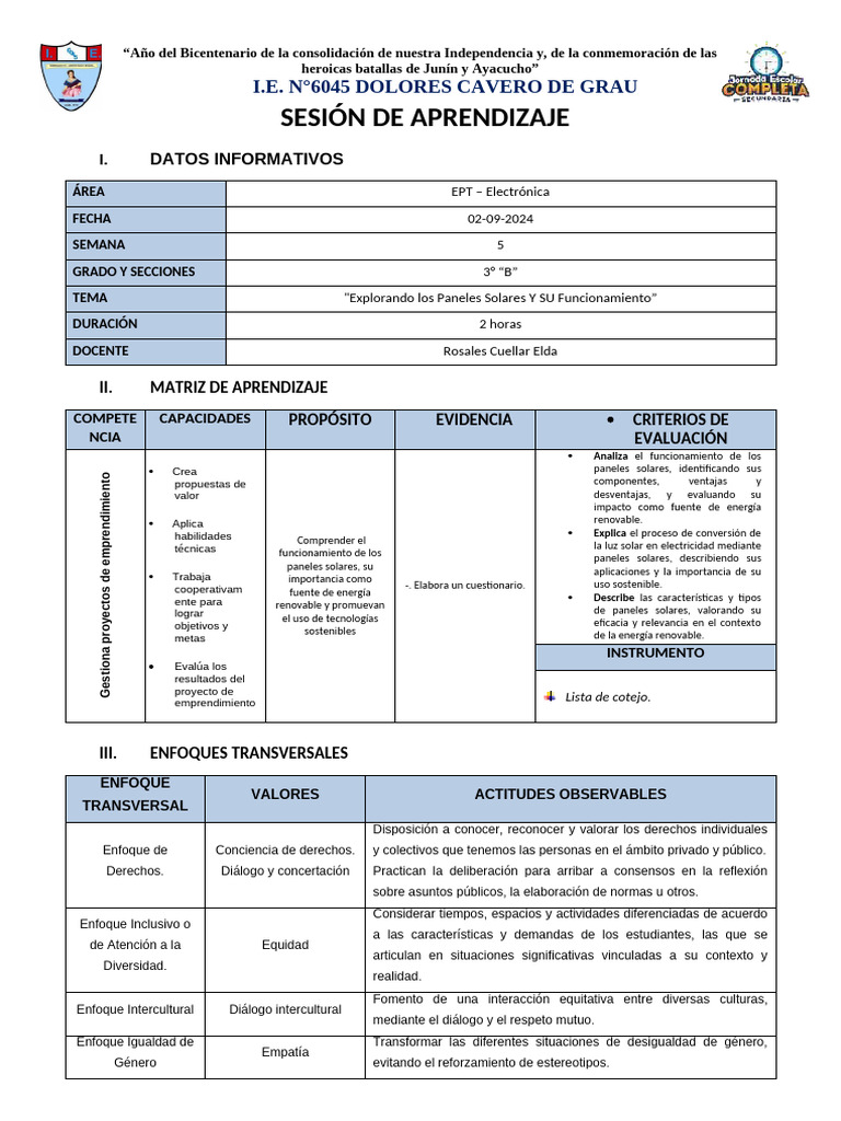 Sesion DEe Paneles Solares 3ro B | PDF