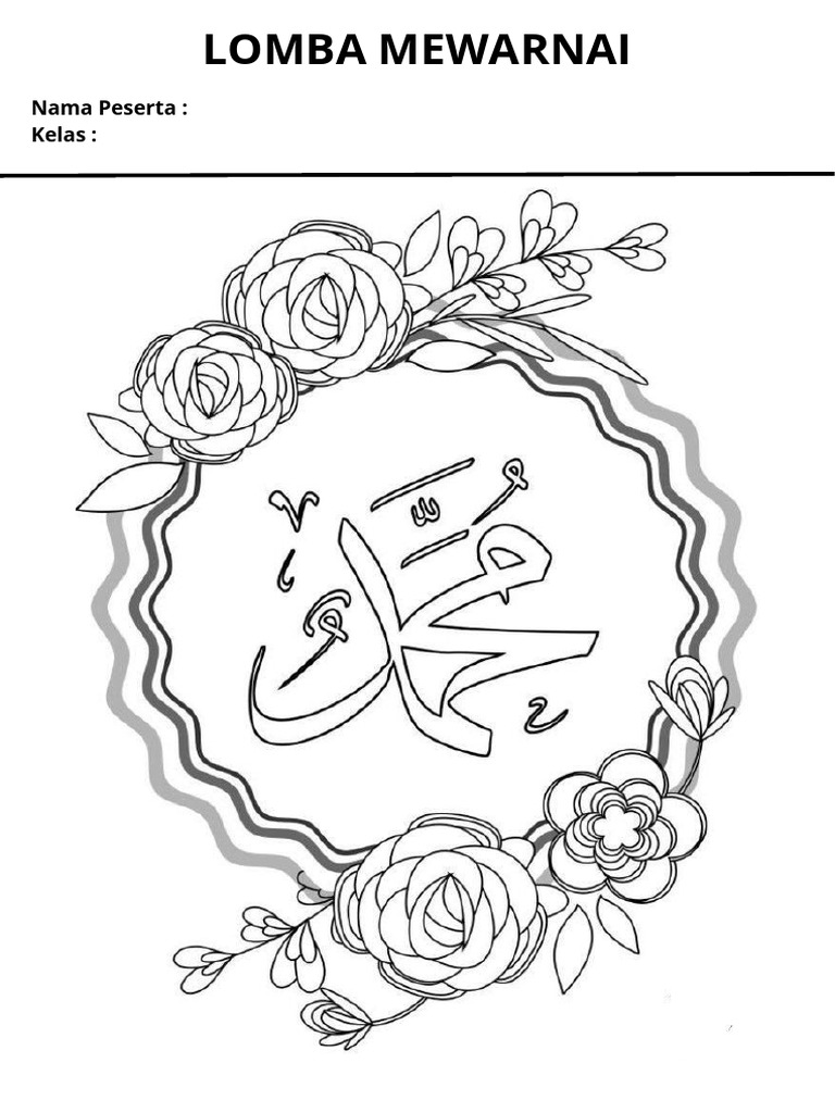 Sketsa Lomba Mewarnai Kaligrafi | PDF