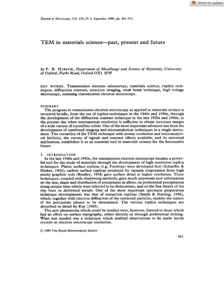 Journal of Microscopy - September 1989 - Hirsch - TEM in Materials ...