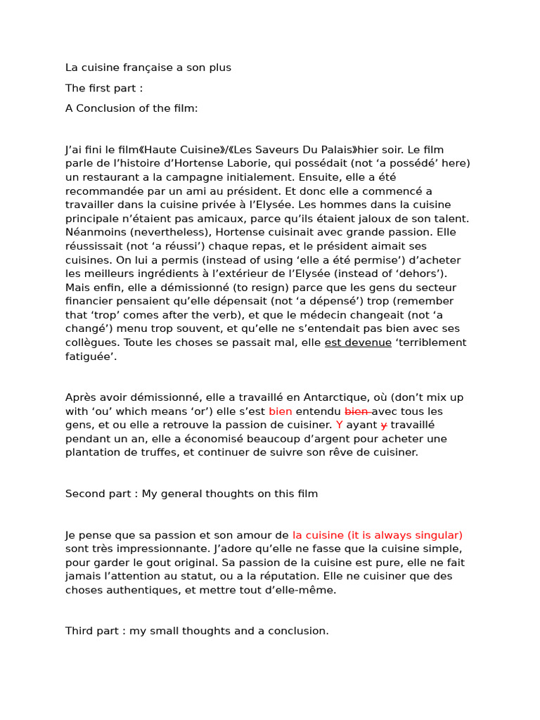 Practise Writing Film Critic in French | PDF