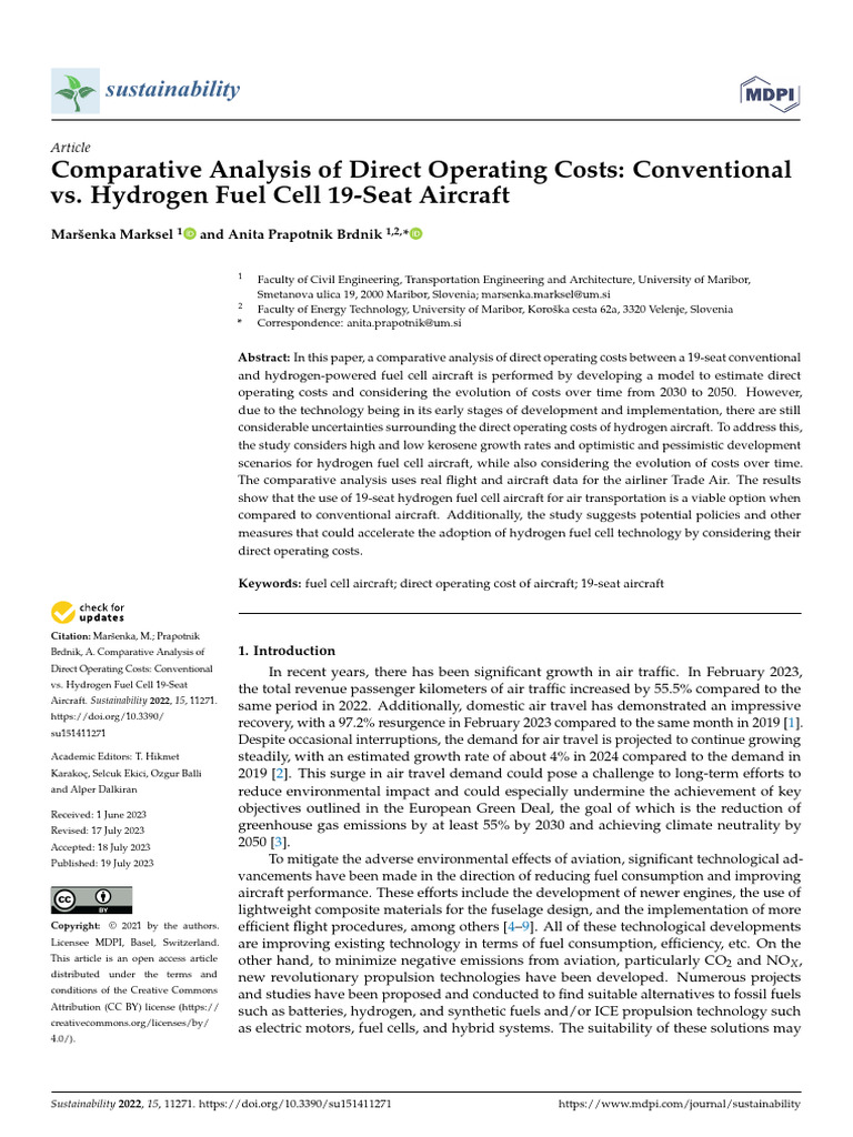 Comparative Analysis of Direct Operating Costs Con | PDF