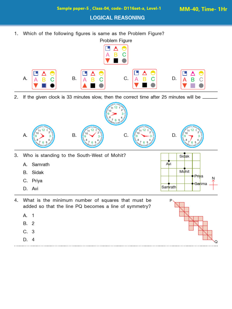Maths Grade-4, Sample Paper-04 | PDF