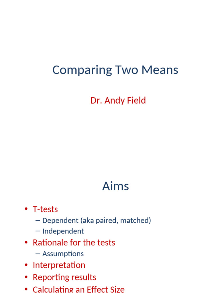 Chapter-09 Comparing Two Means - MSBA | PDF