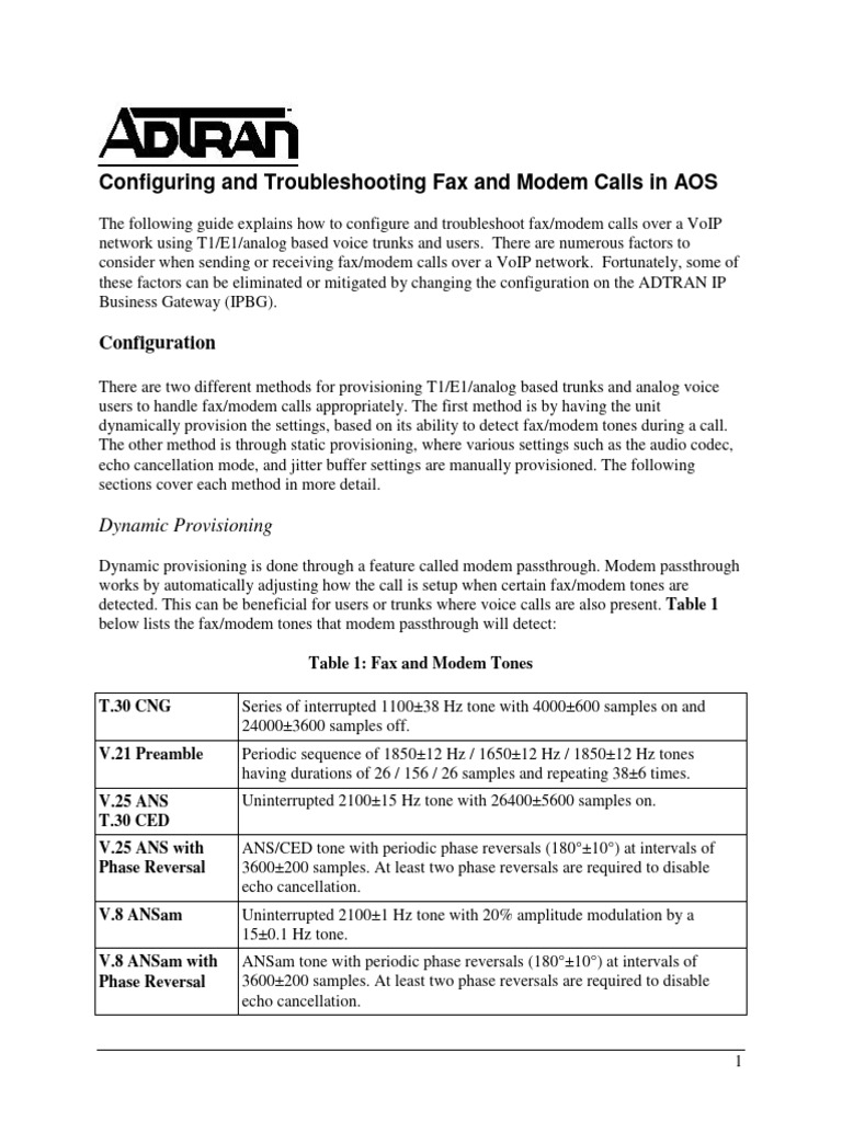 Configuring and Troubleshooting Fax and Modem Calls in AOS | PDF