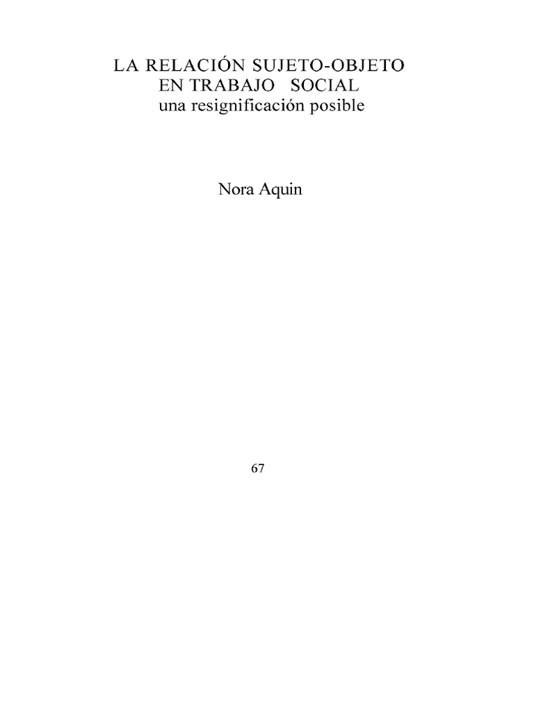 La relación sujeto-objeto en TS - Nora Aquin | PDF