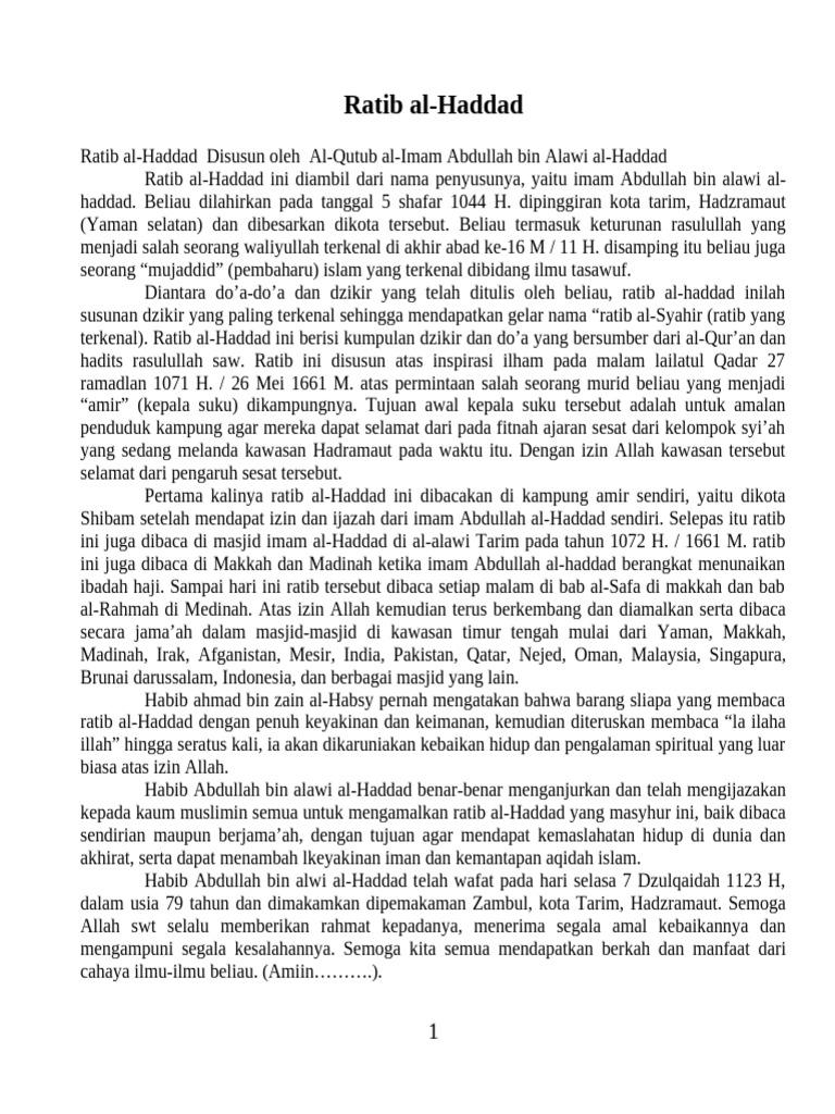 Ratib Alhaddad | PDF | Abrahamic Religions | Islamic Belief And Doctrine