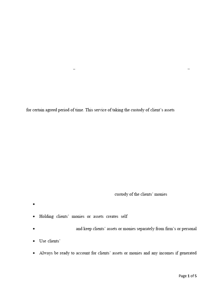 Guidelines On Custody of Client Asset | PDF