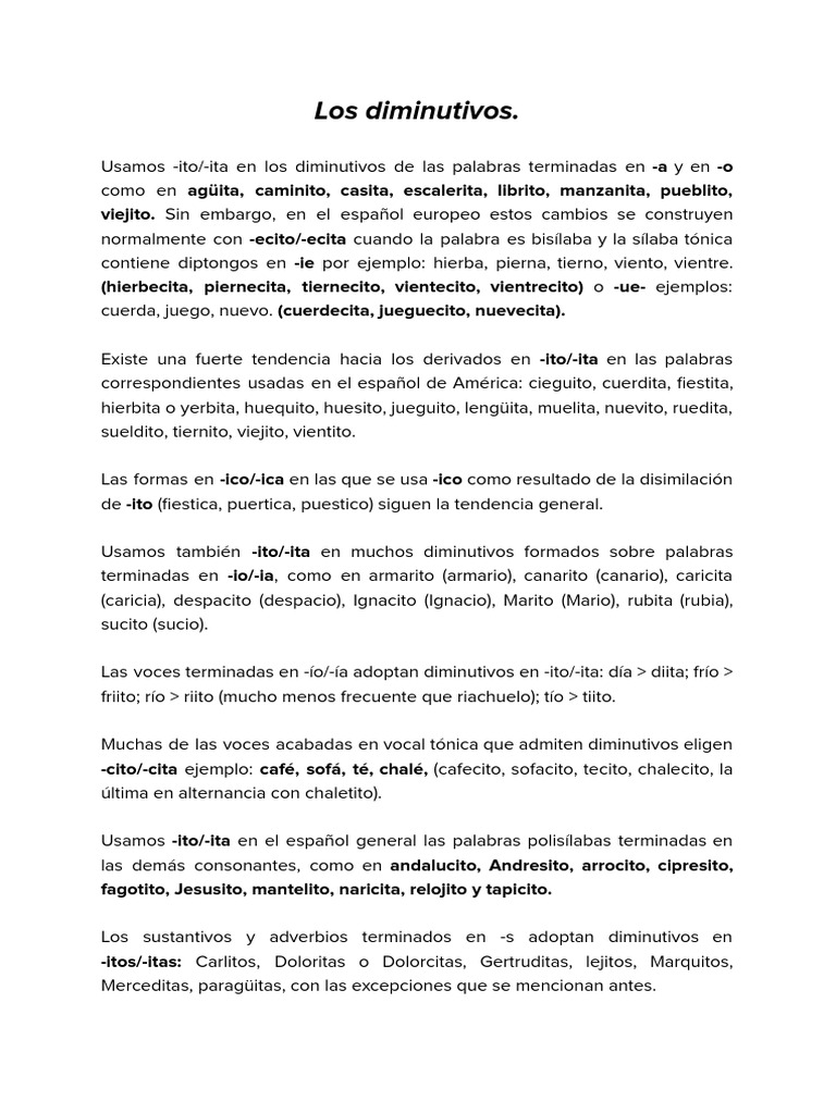 Los diminutivos | PDF