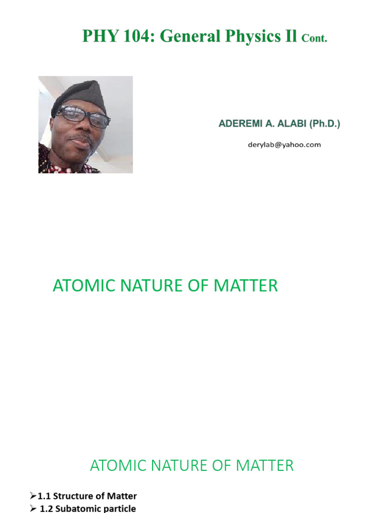 PHY 104 Modern Physics | PDF