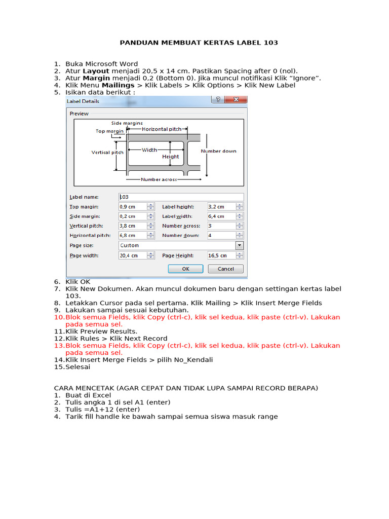 PANDUAN MEMBUAT KERTAS LABEL 103 | PDF