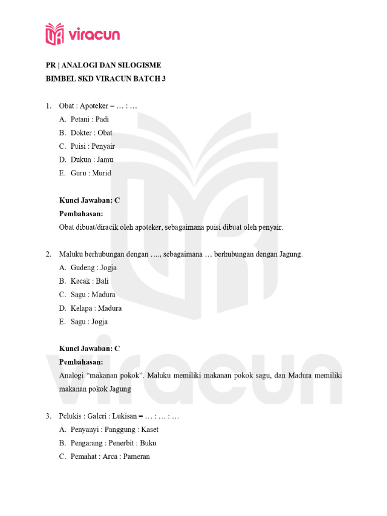 PR ANALOGI SILOGISME (Pembahasan) | PDF