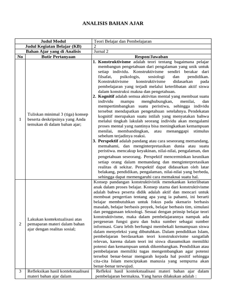 Analisis Bahan Ajar | PDF | Sains & Matematika