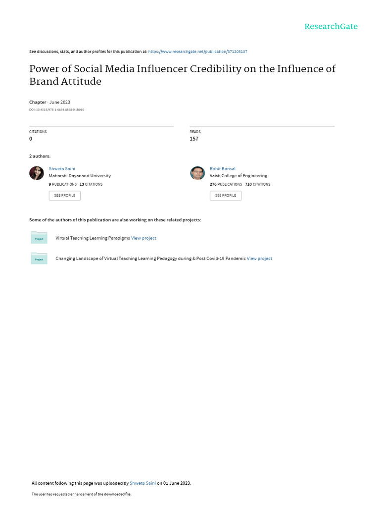 Power of Social Media Influencer Credibility On The Influence of Brand Attitude | PDF