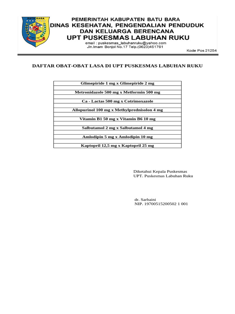 Daftar Obat-Obat Lasa | PDF