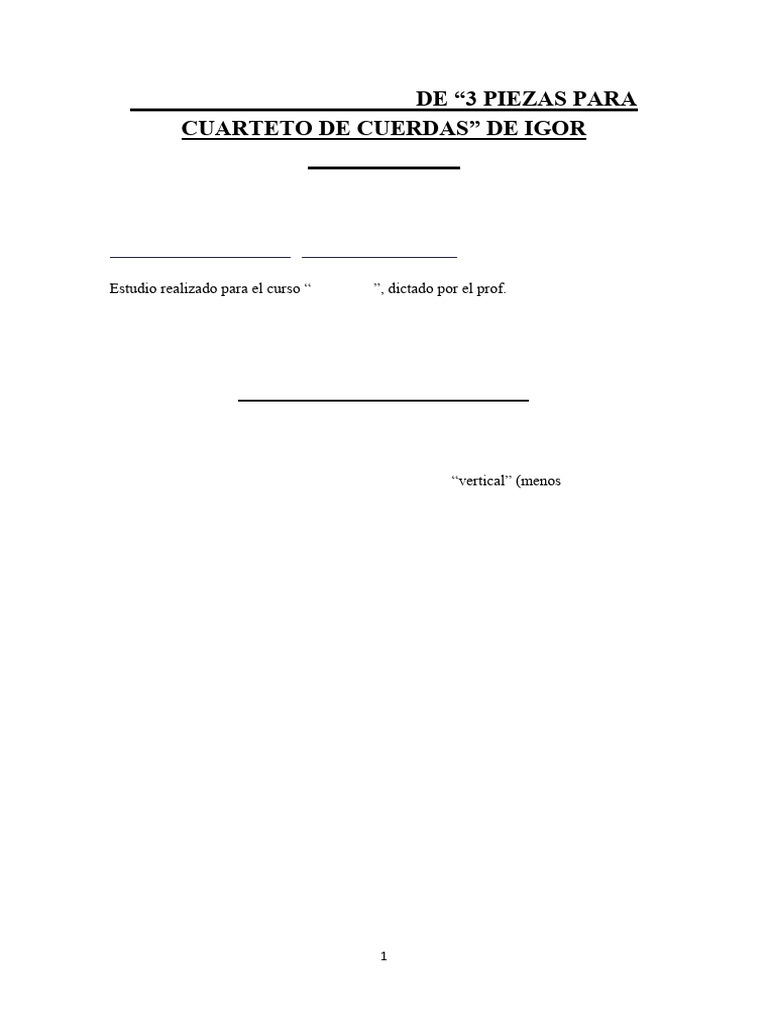 Análisis de La Pieza 3 de '3 Piezas para Cuarteto de Cuerdas' de Igor Stravinsky-ES | PDF
