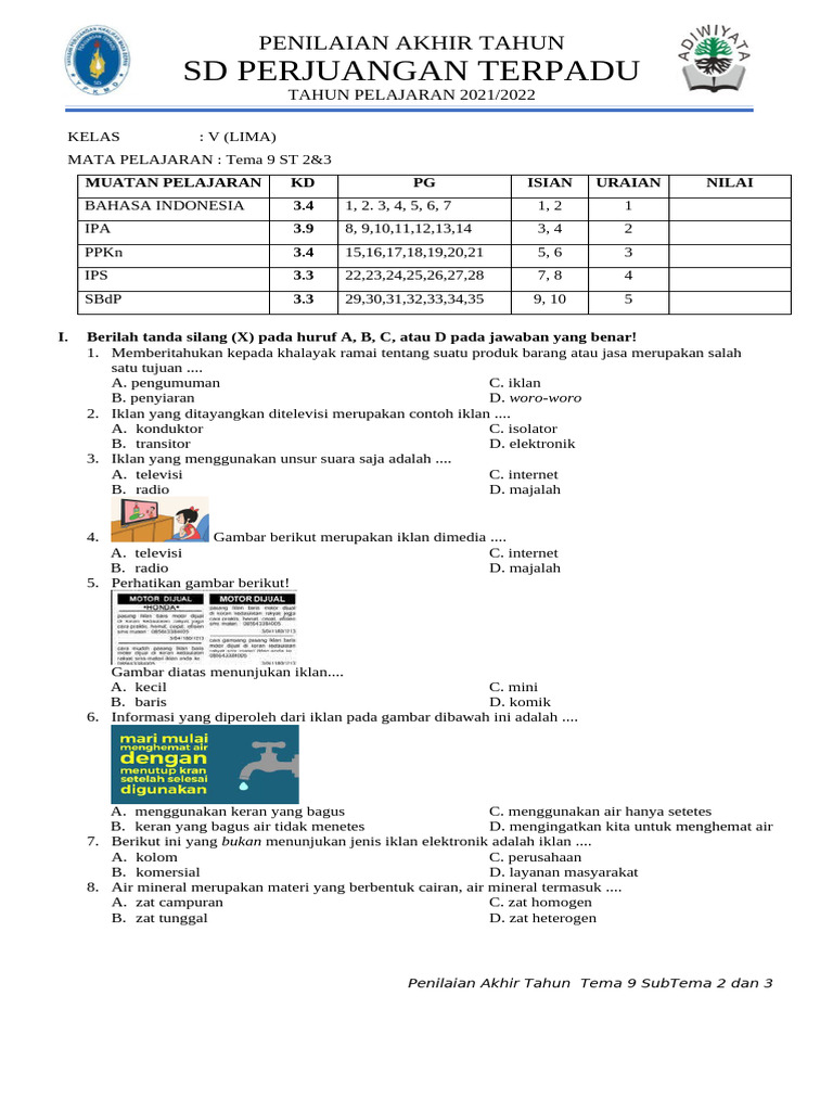 Soal Tema 9 ST 2 Dan 3 | PDF