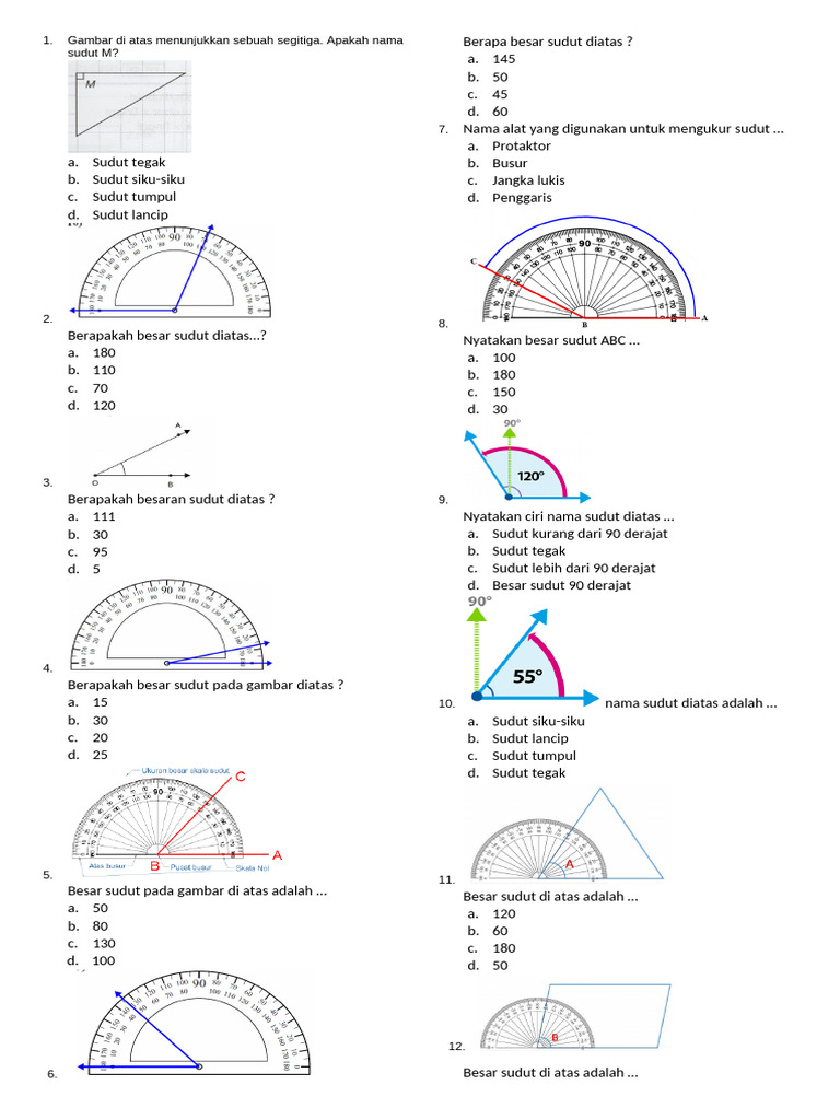 soal sudut kelas 5 | PDF