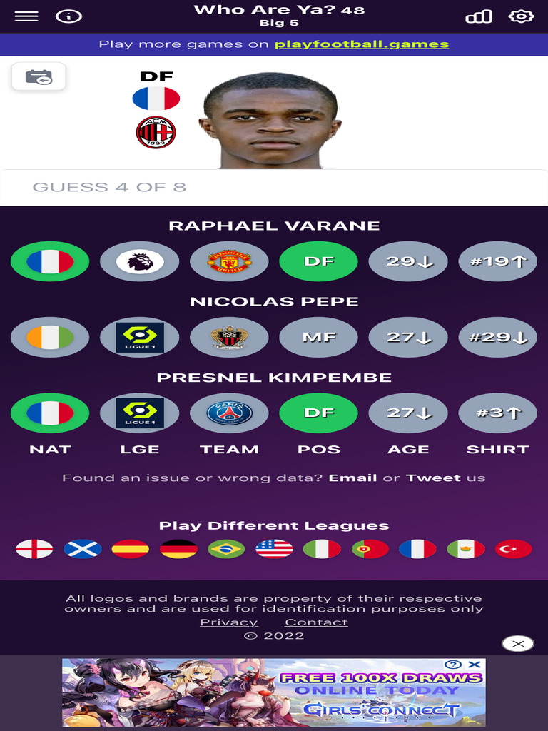 Who Are Ya - Football Wordle Game 2 | PDF