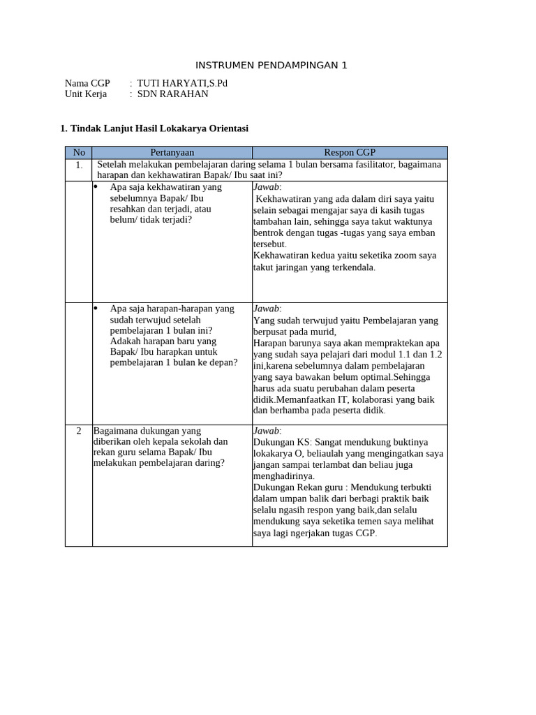 Instrumen Pi.1 - Mutmainah | PDF