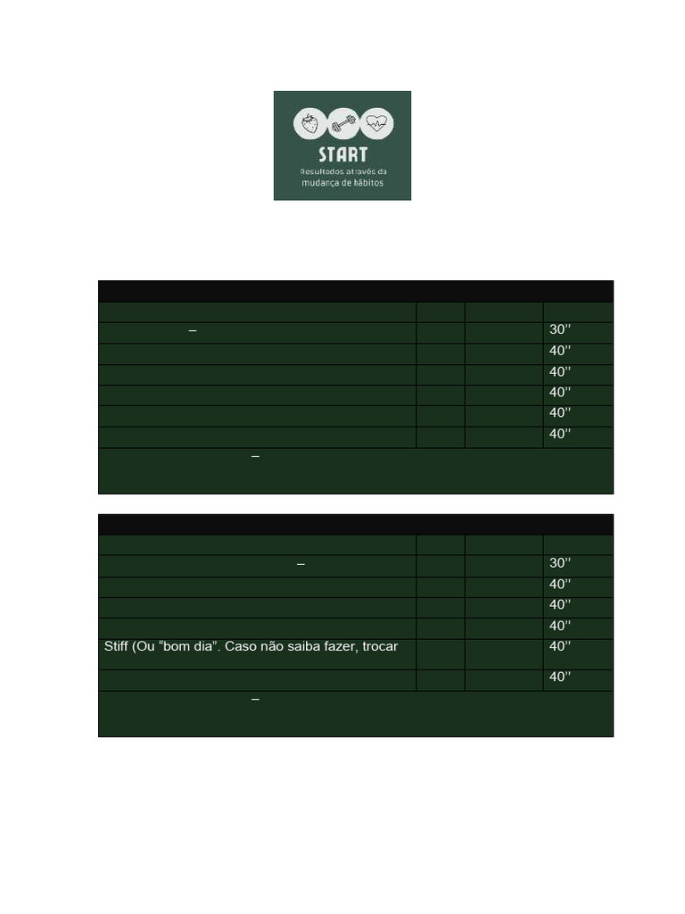Protocolo de Treino 01 PROGRAMA START | PDF