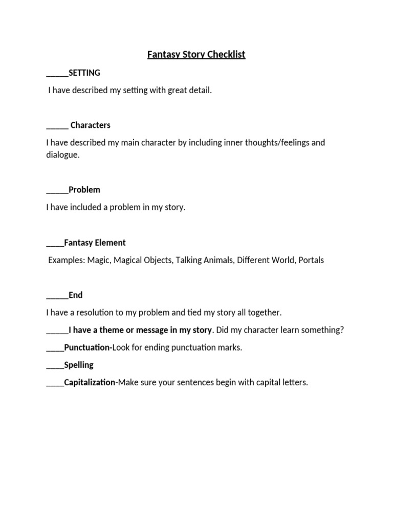 Fantasy Rubric | PDF