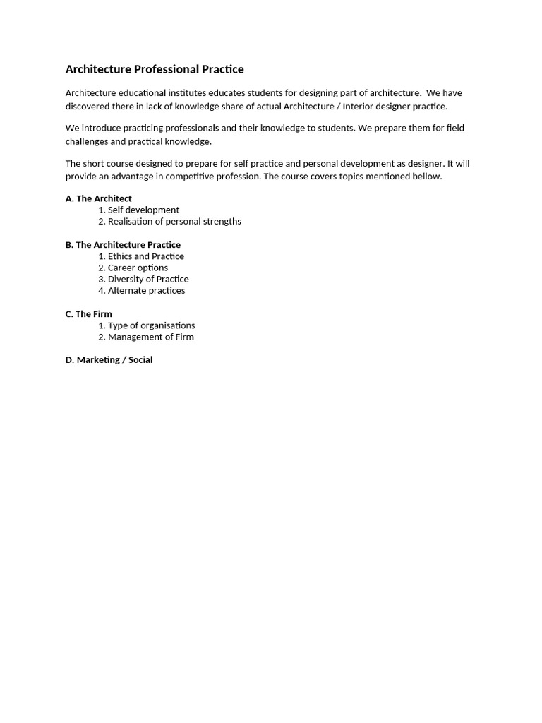 Architecture Professional Practice | PDF