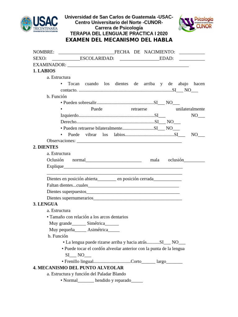 Formatos Test 2020 | PDF