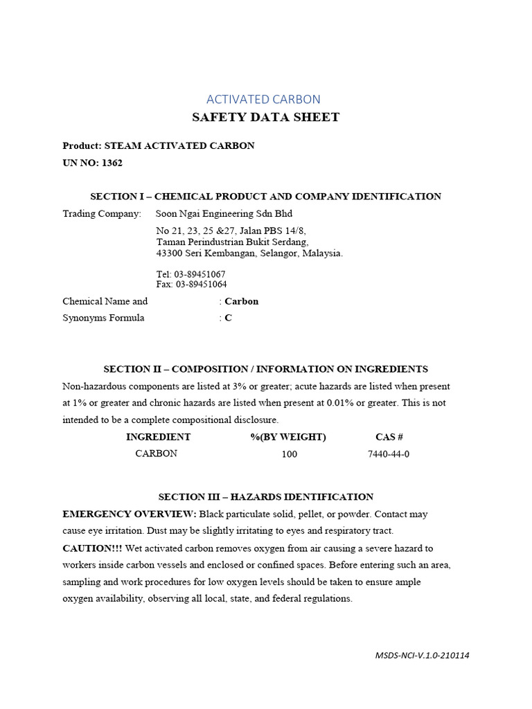 SDS Coconut Carbon | PDF