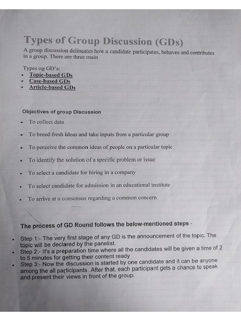 TC Group Discussion Notes | PDF
