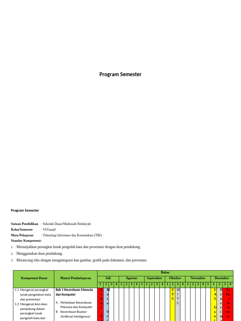 Program Semester TIK 6 | PDF