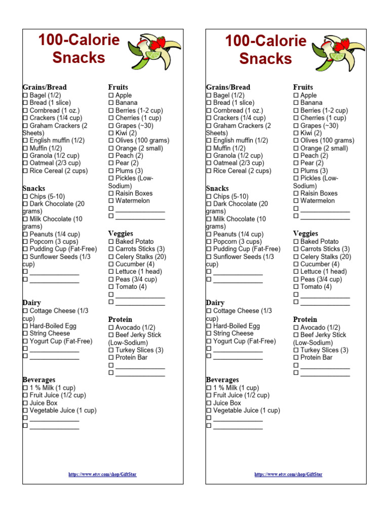 100-Calorie Snack Food List | PDF