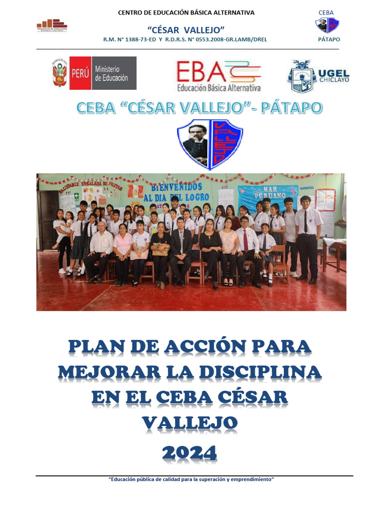 Plan de Acción para Mejorar La Disciplina en El CEBA César Vallejo 2024 | PDF