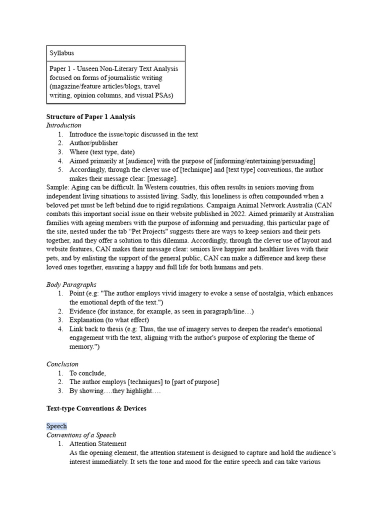 IBDP English Paper 1 Notes | PDF