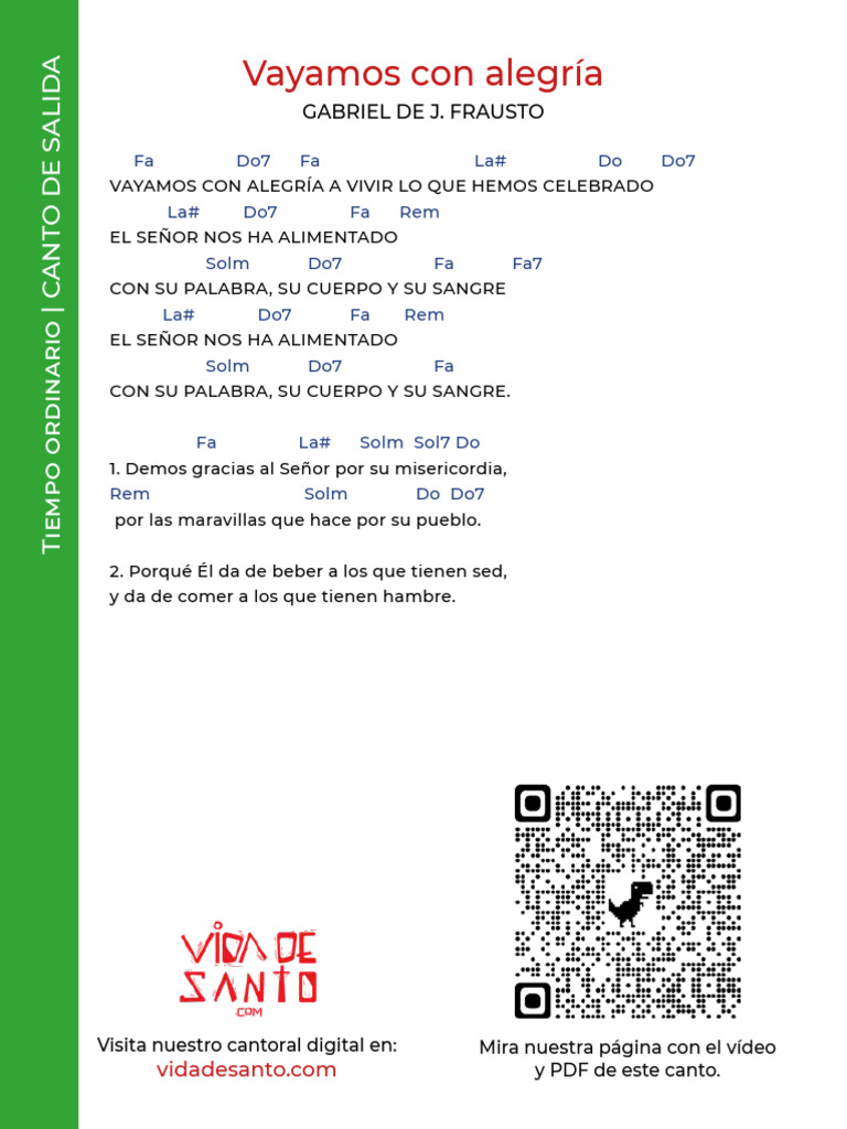 Vayamos Con Alegria Canto de Salida Tiempo Ordinario Acordes y Letra | PDF