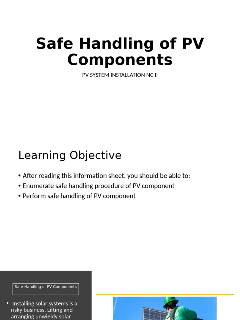 Safe Handling of PV Components | PDF