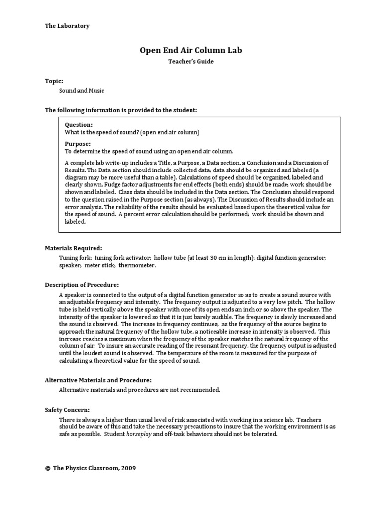 Opem End Air Column | PDF | Loudspeaker | Frequency
