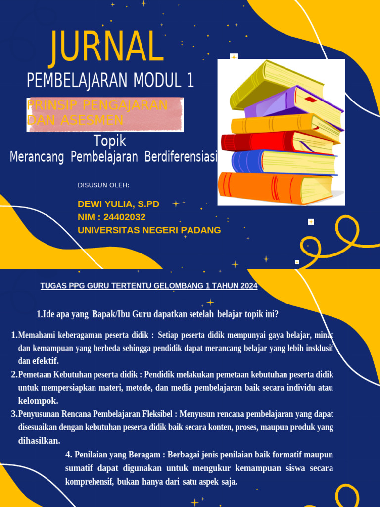 Contoh Jurnal Modul 1 Pembelajaran Diferensiasi (PPG) | PDF