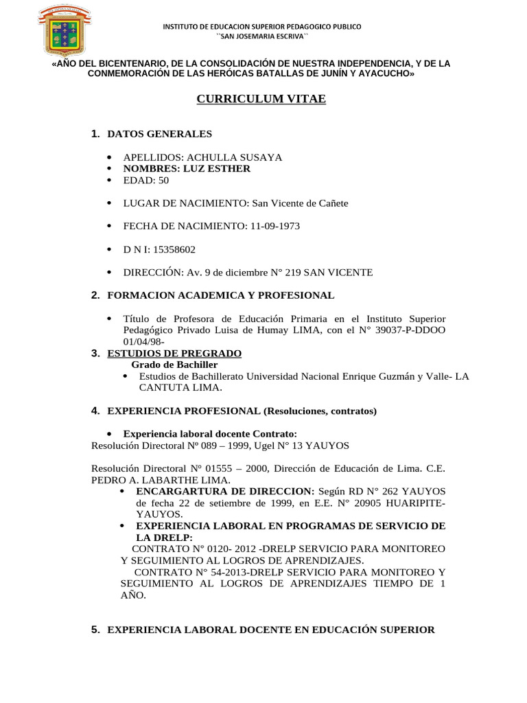 Curriculum Vitae Luz 2024 | PDF | Career & Growth