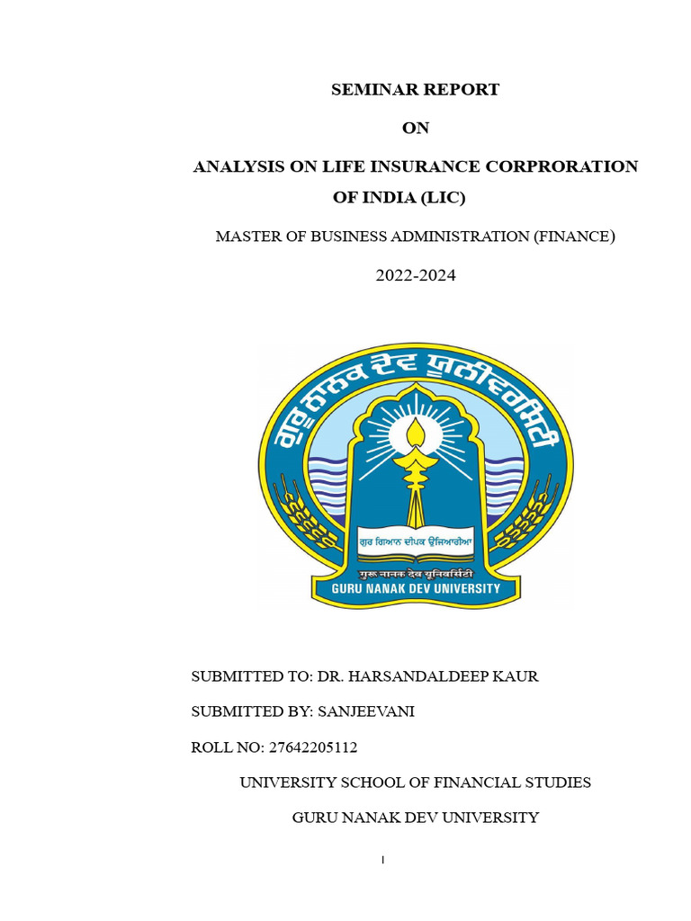 Analysis On Life Insurance Corproration of India (Lic) | PDF | Expense ...