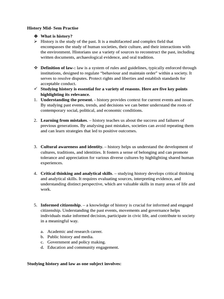 History Mid Sem | PDF