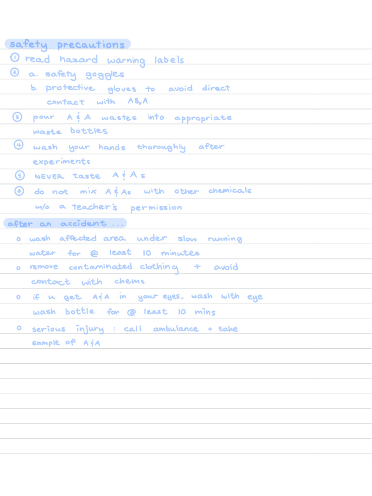 Lab Safety Precautions Basic Notes | PDF