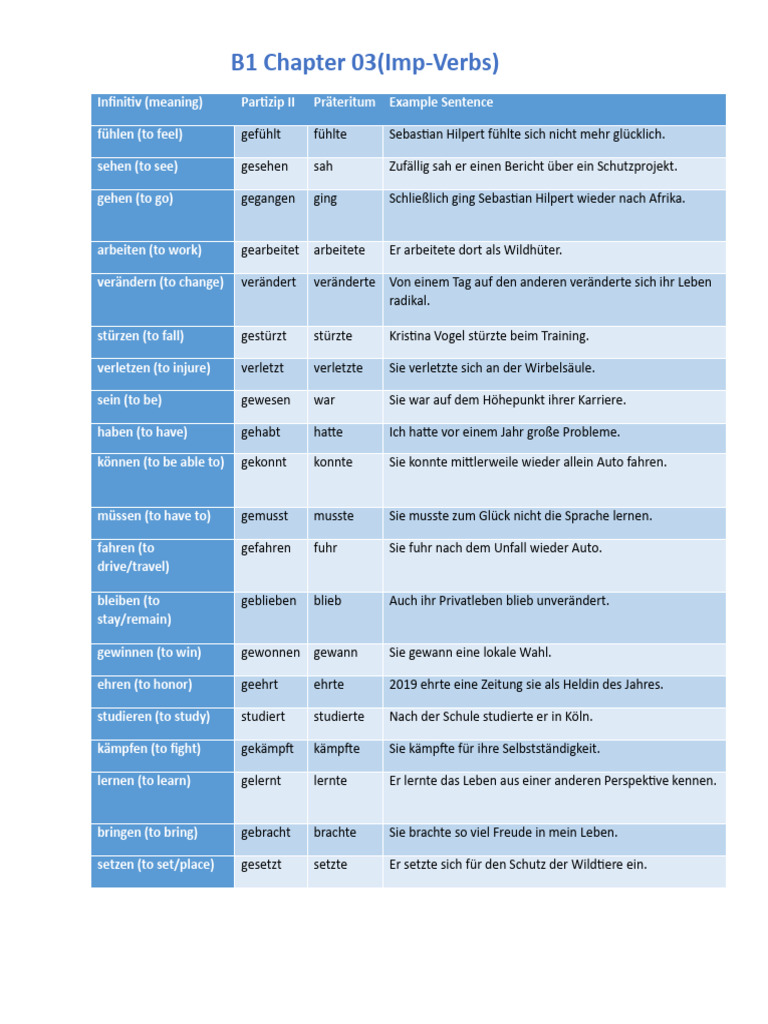 B1 CHP 03 Verbs (Imp) | PDF