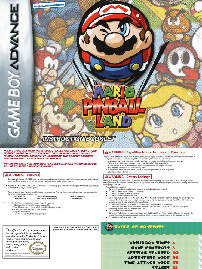 Mario Pinball Land Game Manual | PDF