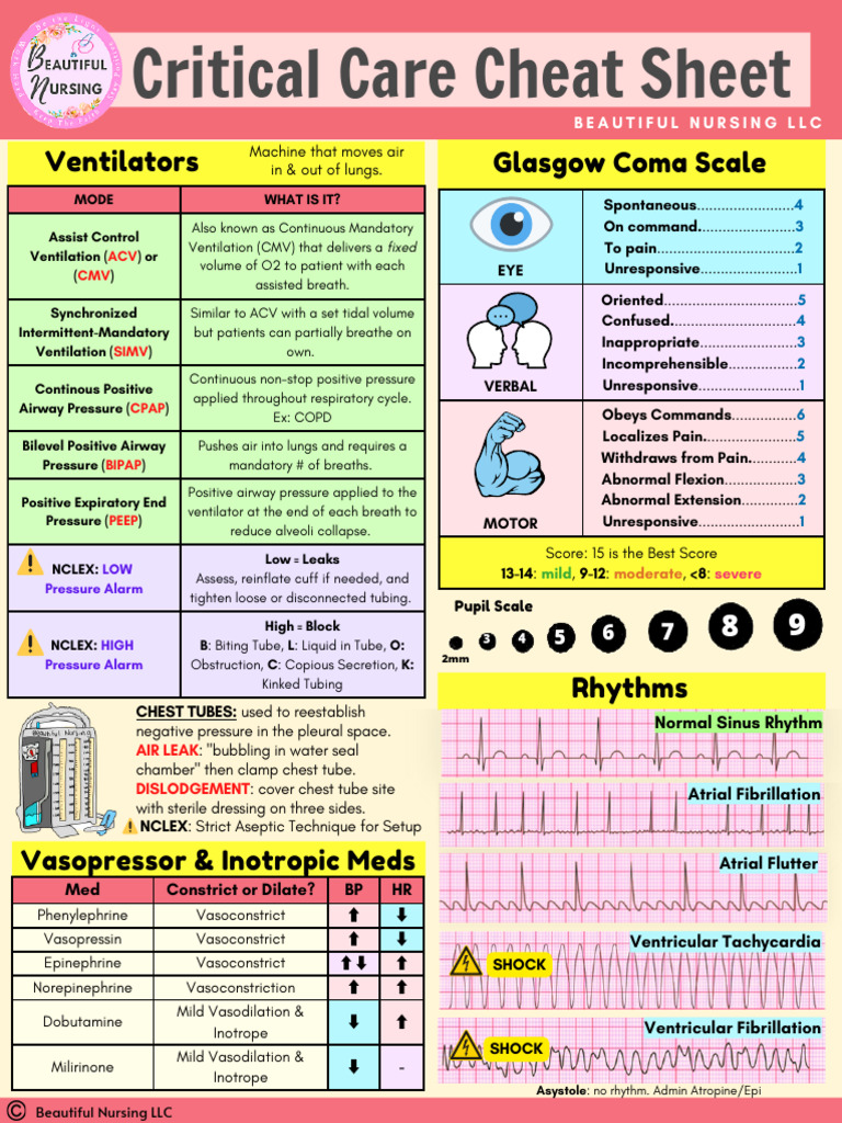 Critical Care Cheat Sheet Freebie | PDF