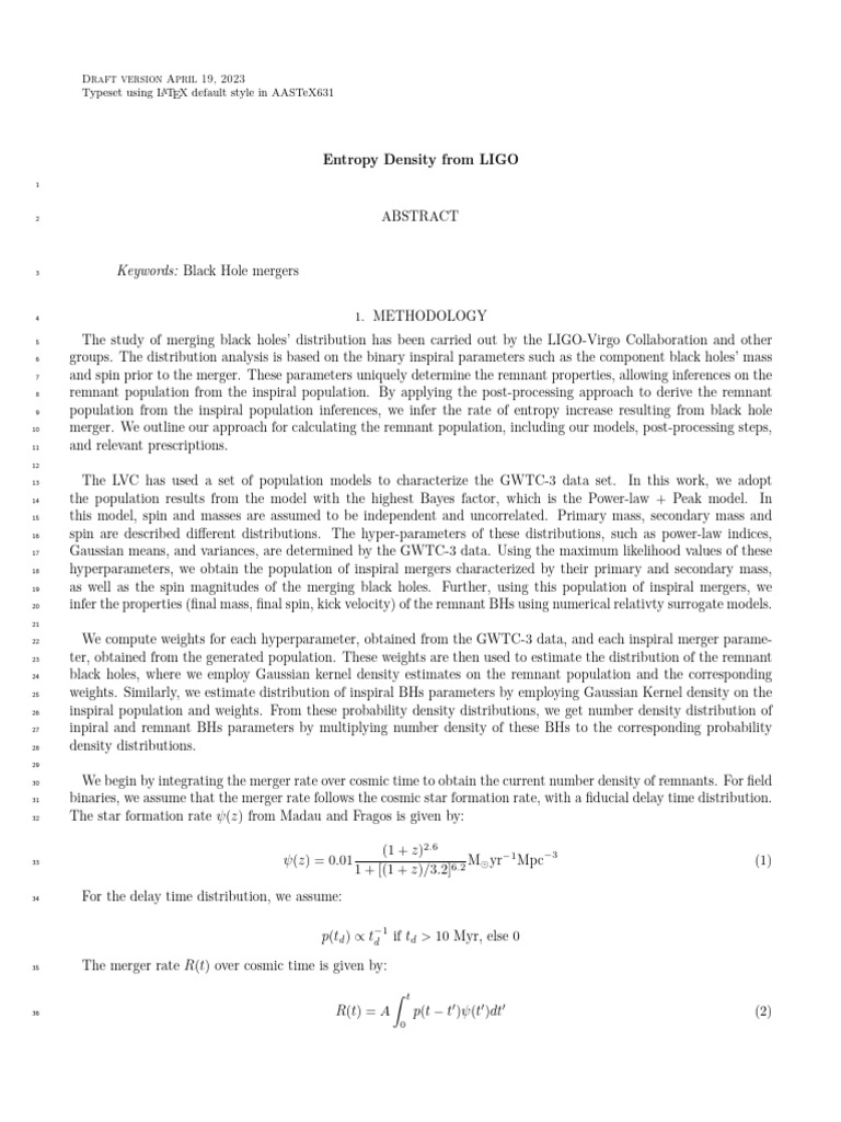 Entropy Density From LIGO | PDF