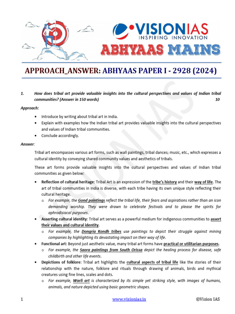 Abhyas Model Answers GS1 | PDF