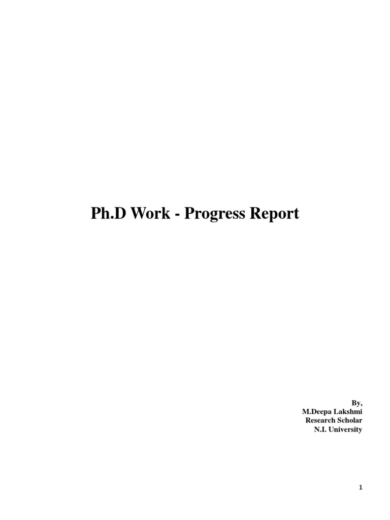 PH.D Work - Progress Report: By, M.Deepa Lakshmi Research Scholar N.I ...