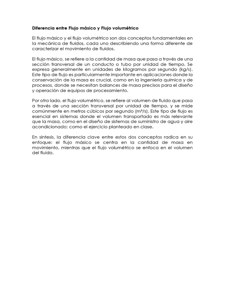 Flujo Masico y Volumentrico | PDF