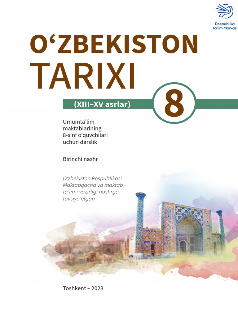 8-Sinf O'Zbekiston Tarixi Yangi Darslik Kitob 2023 | PDF